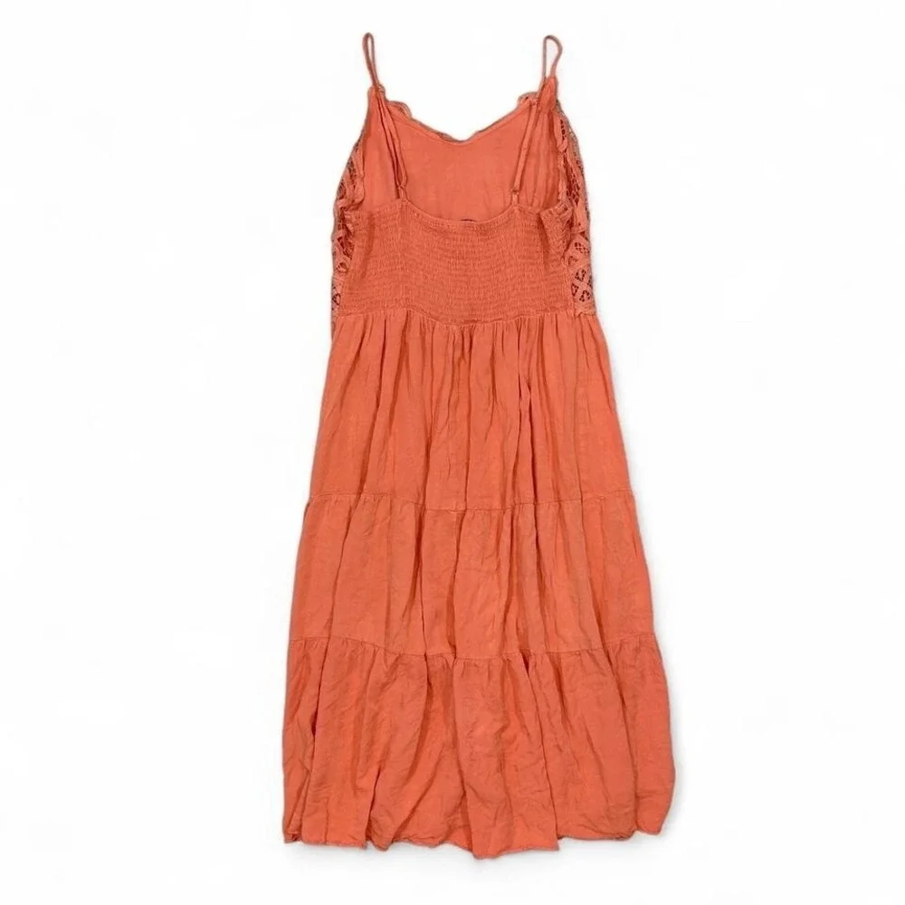 Dresses | Dokuritu Peachy Orange Crochet Lace Maxi Dress Womens Medium ...